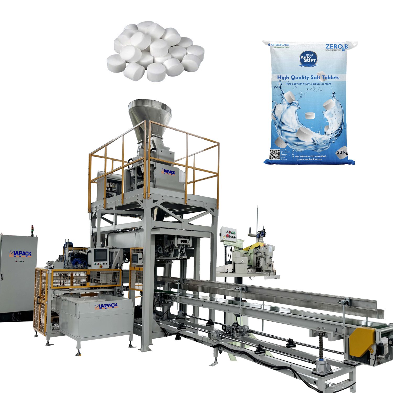 Automatic 25kg salt tablets open mouth bag wieghing filling bagging ...